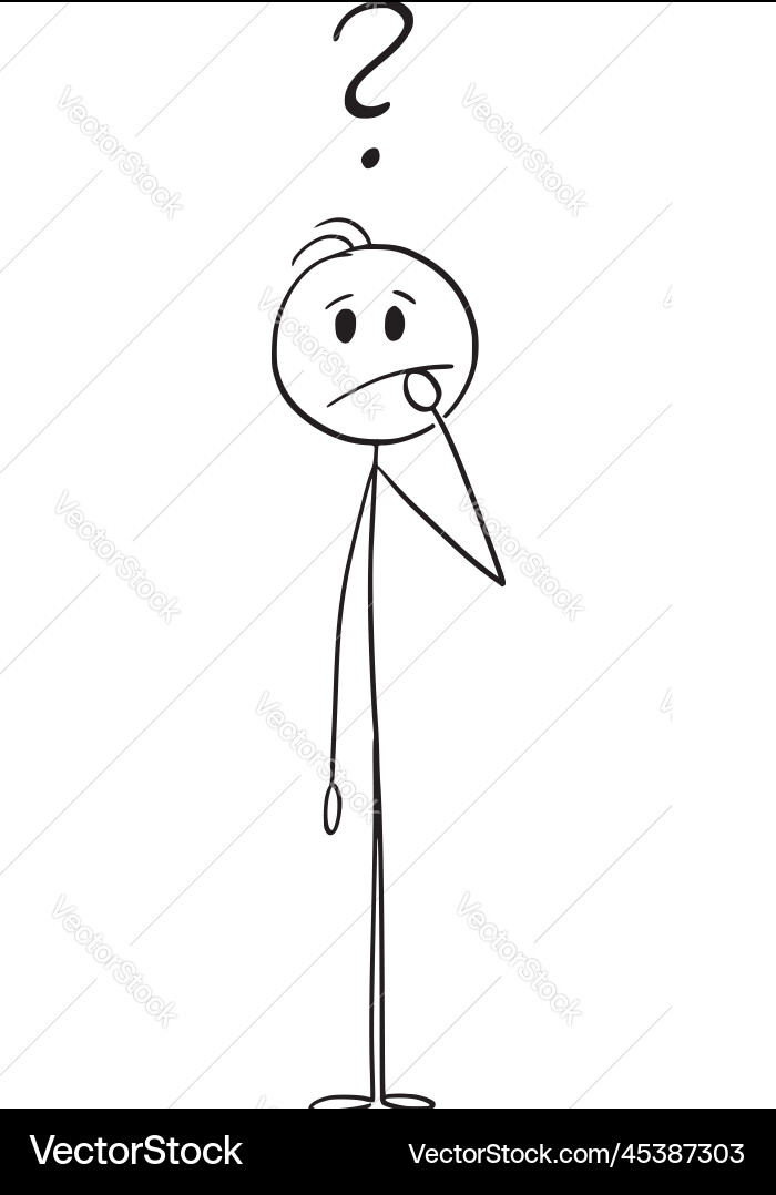 Unsure person thinking about problem cartoon Vector Image