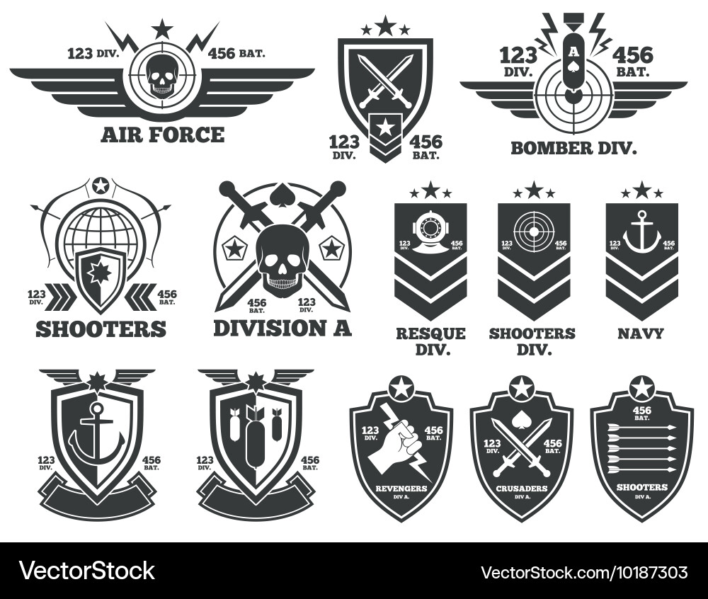 Vintage military labels and patches Royalty Free Vector