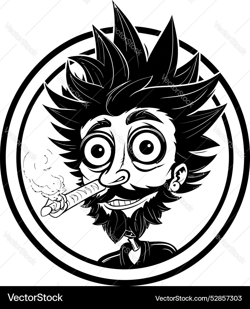 Weed whimsy cartoon mascot in cannabis laughter Vector Image