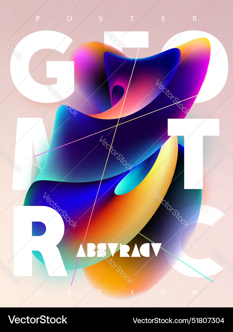 Abstract 3d curved geometric shape for poster Vector Image
