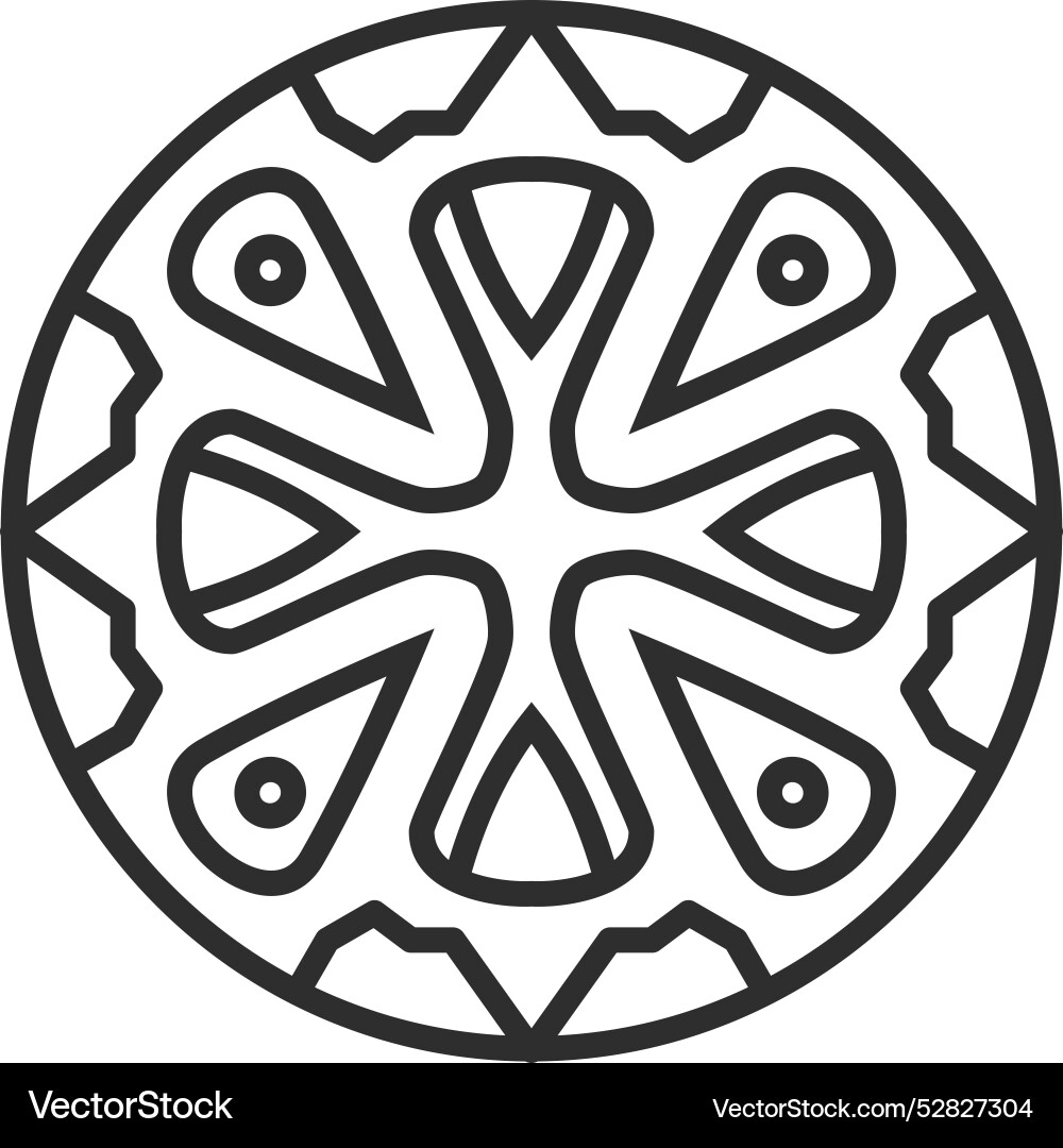 Asian line ornament round traditional geometric Vector Image