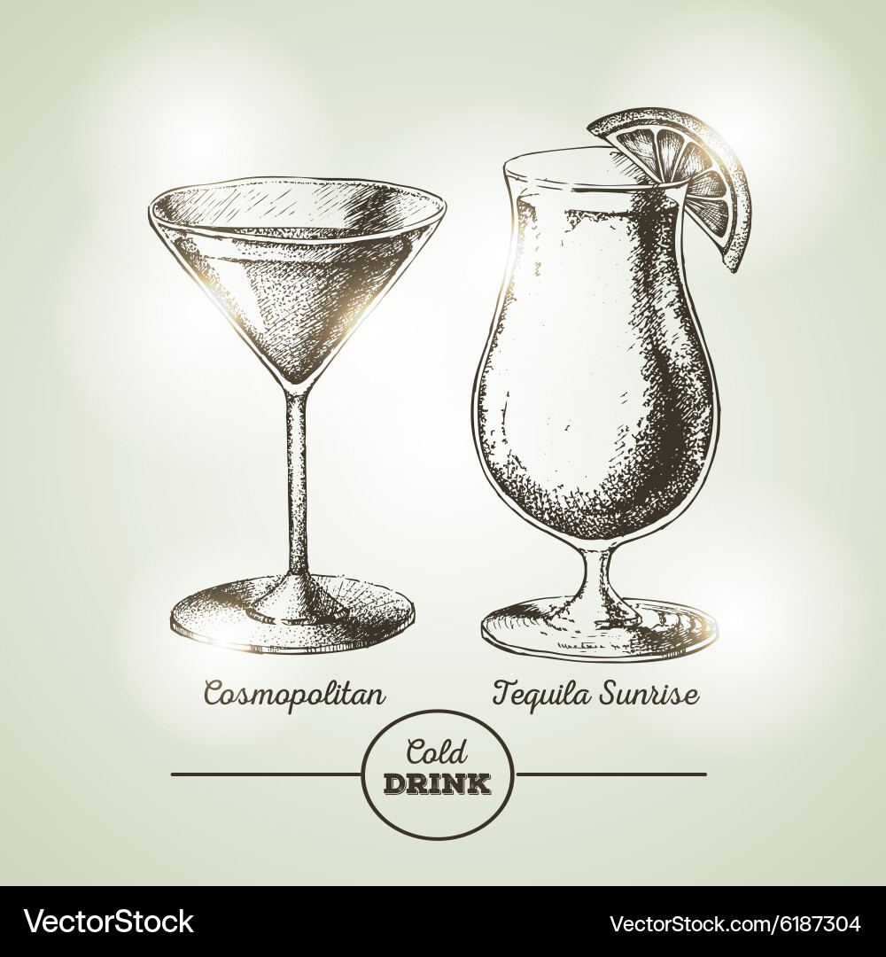 Cocktail sketch Royalty Free Vector Image - VectorStock