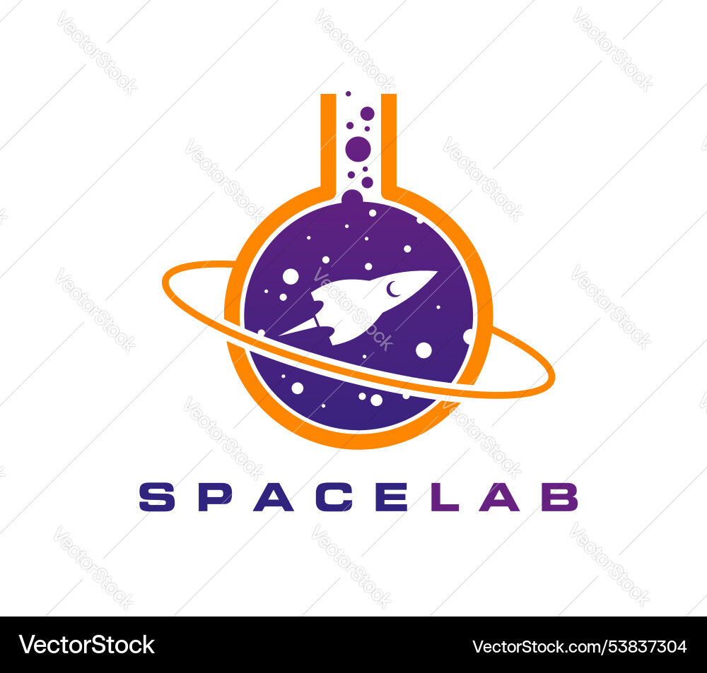 Galaxy space icon with rocket ship inside beaker Vector Image