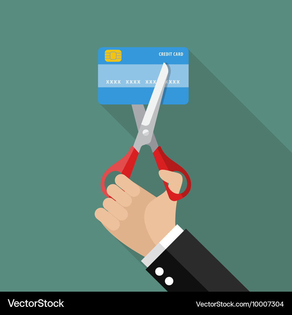 Hand cutting credit card Royalty Free Vector Image