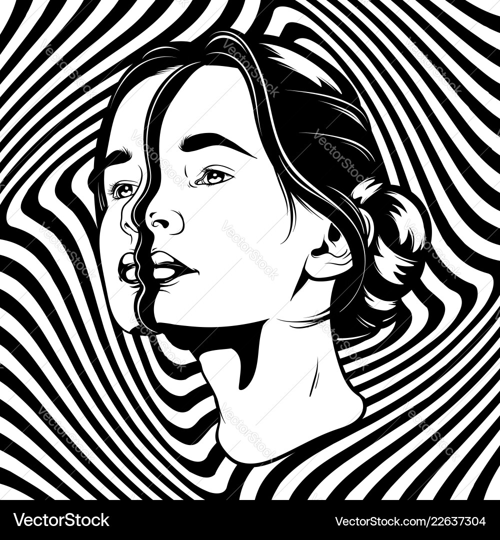 Hand drawn young beautiful woman template Vector Image