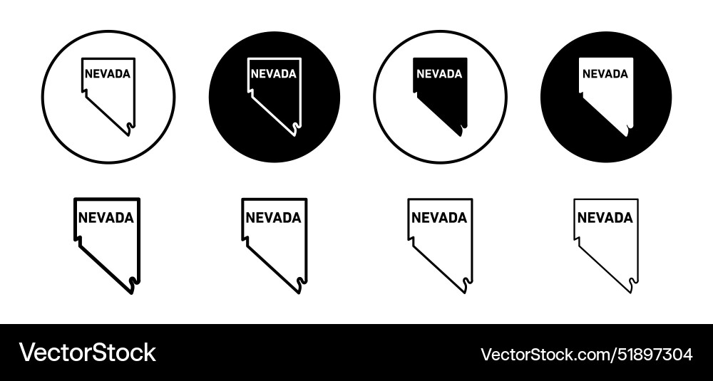Nevada map icon set collection for web Royalty Free Vector