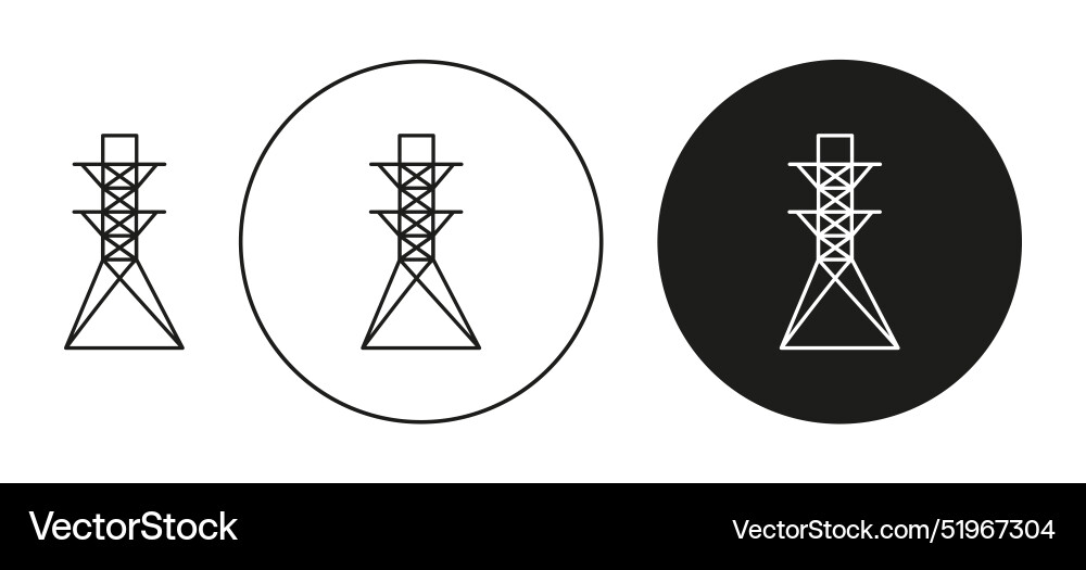 Power pole flat editable icon mark set Royalty Free Vector