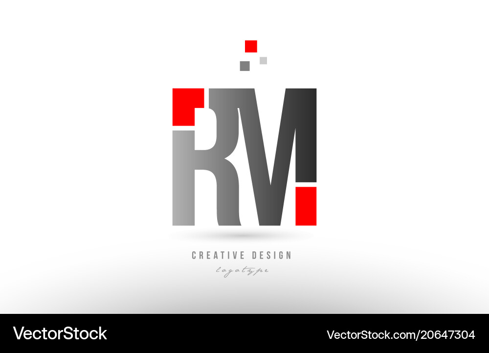 Red grey alphabet letter rm r m logo combination Vector Image