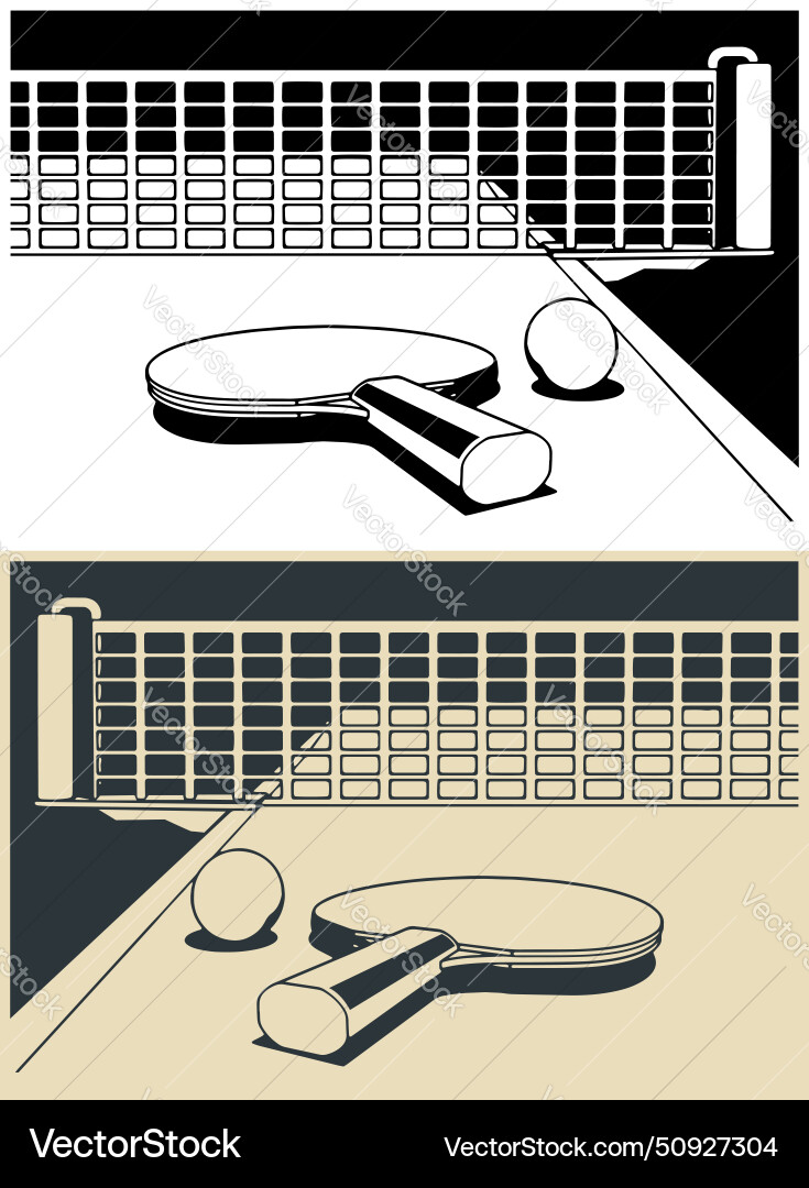 Table tennis with racket and ball close-up Vector Image