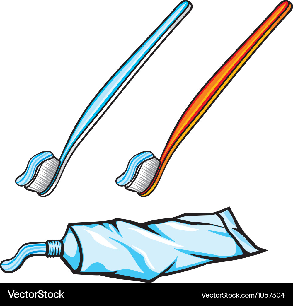 Toothpaste and toothbrush Royalty Free Vector Image