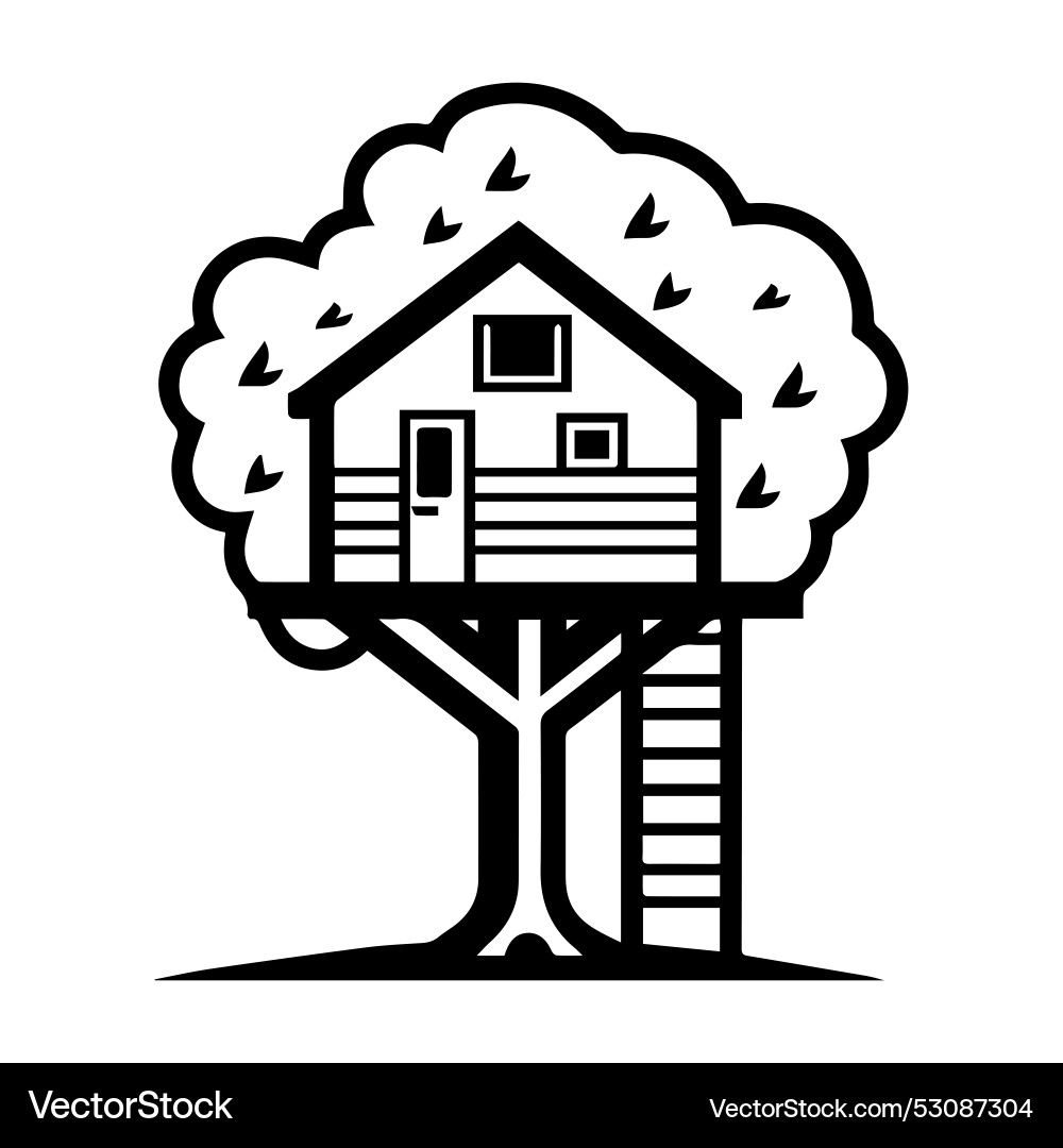 Tree house icon or modern line symbol art Vector Image