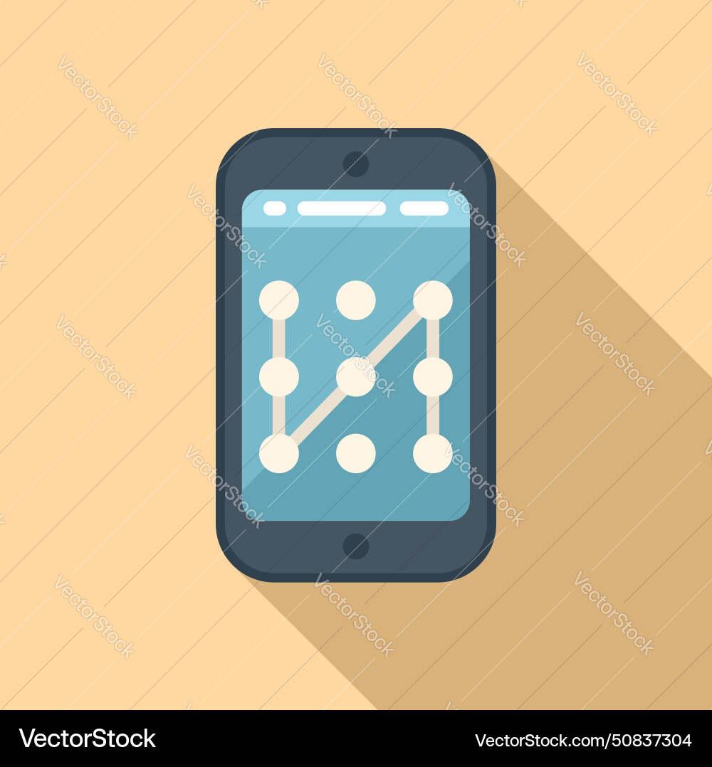 Unlock image code on phone icon flat Royalty Free Vector