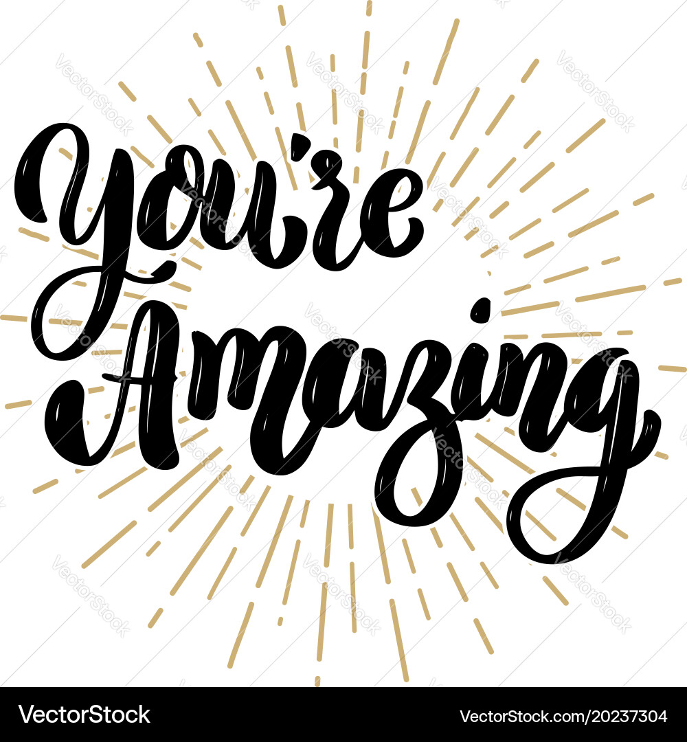 Youre amazing hand drawn motivation lettering Vector Image