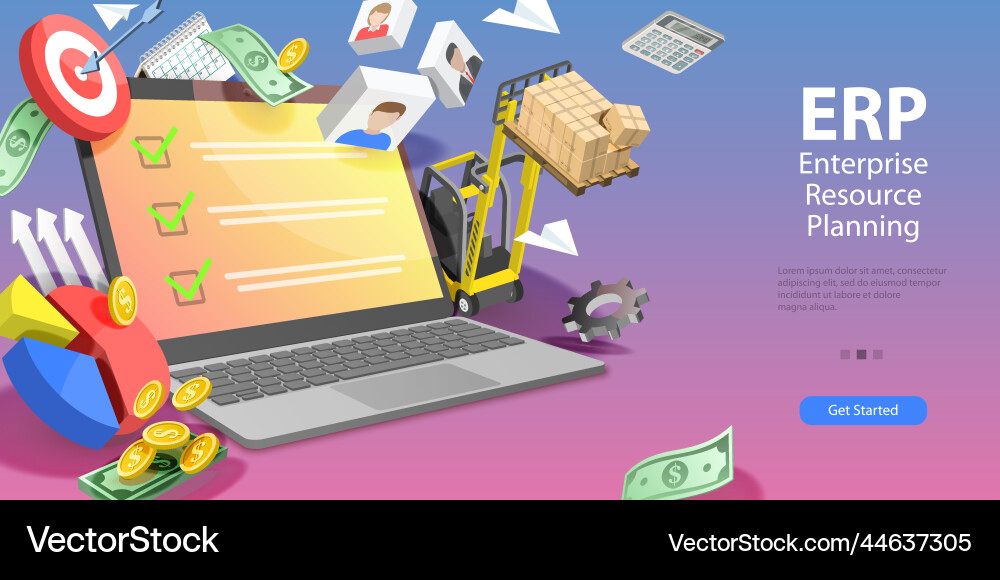 3d conceptual of erp Royalty Free Vector Image