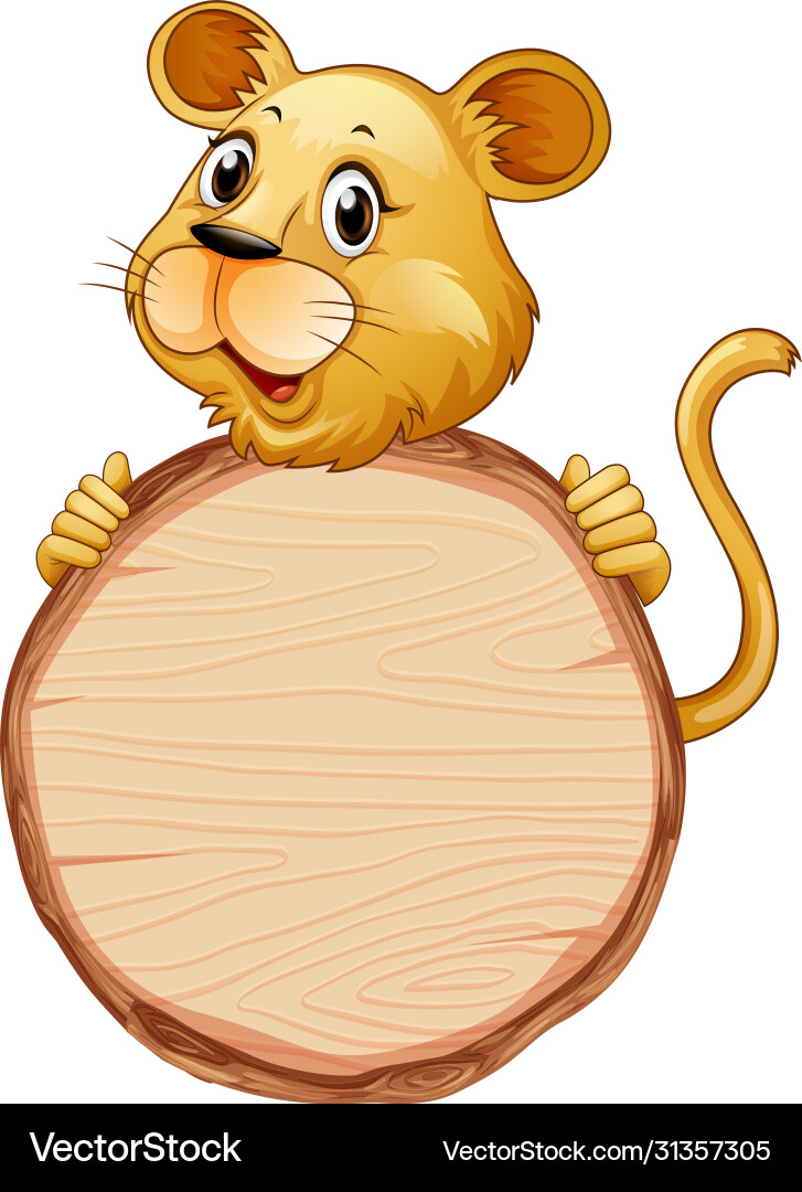 Board template with cute lion on white background Vector Image