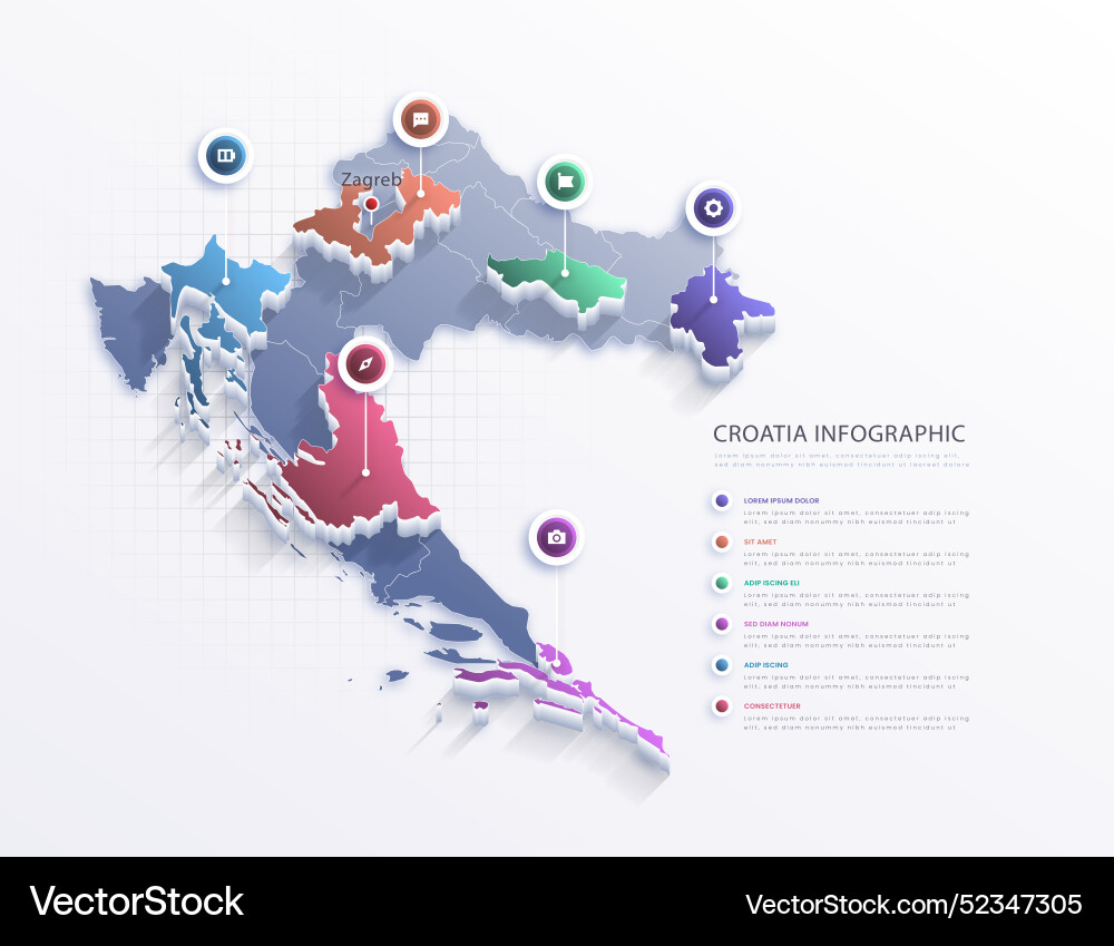 Croatia map infographic Royalty Free Vector Image
