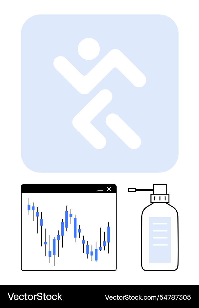 Fitness app interface with stock market graph Vector Image