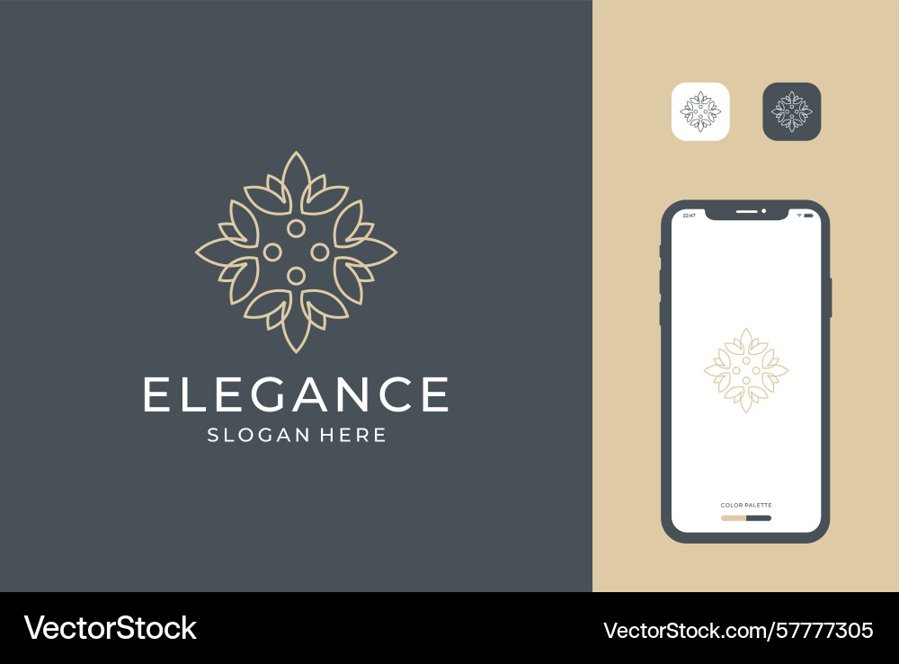 Flower bee logo design line art style Royalty Free Vector