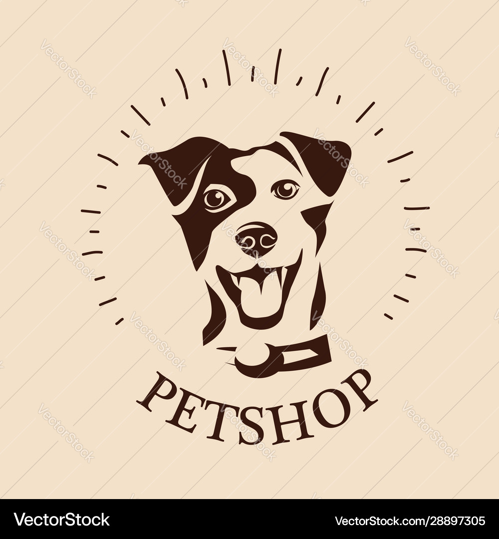 Funny portrait smiling dog emblem or logo Vector Image