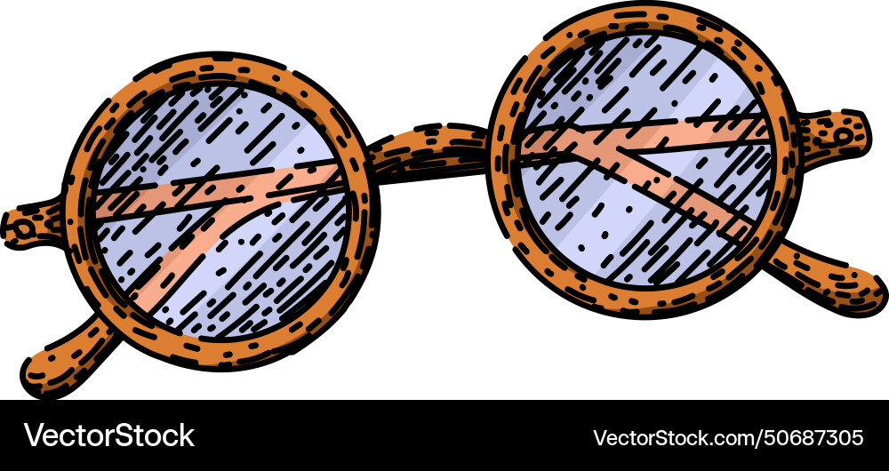 Glasses reading sketch hand drawn Royalty Free Vector Image