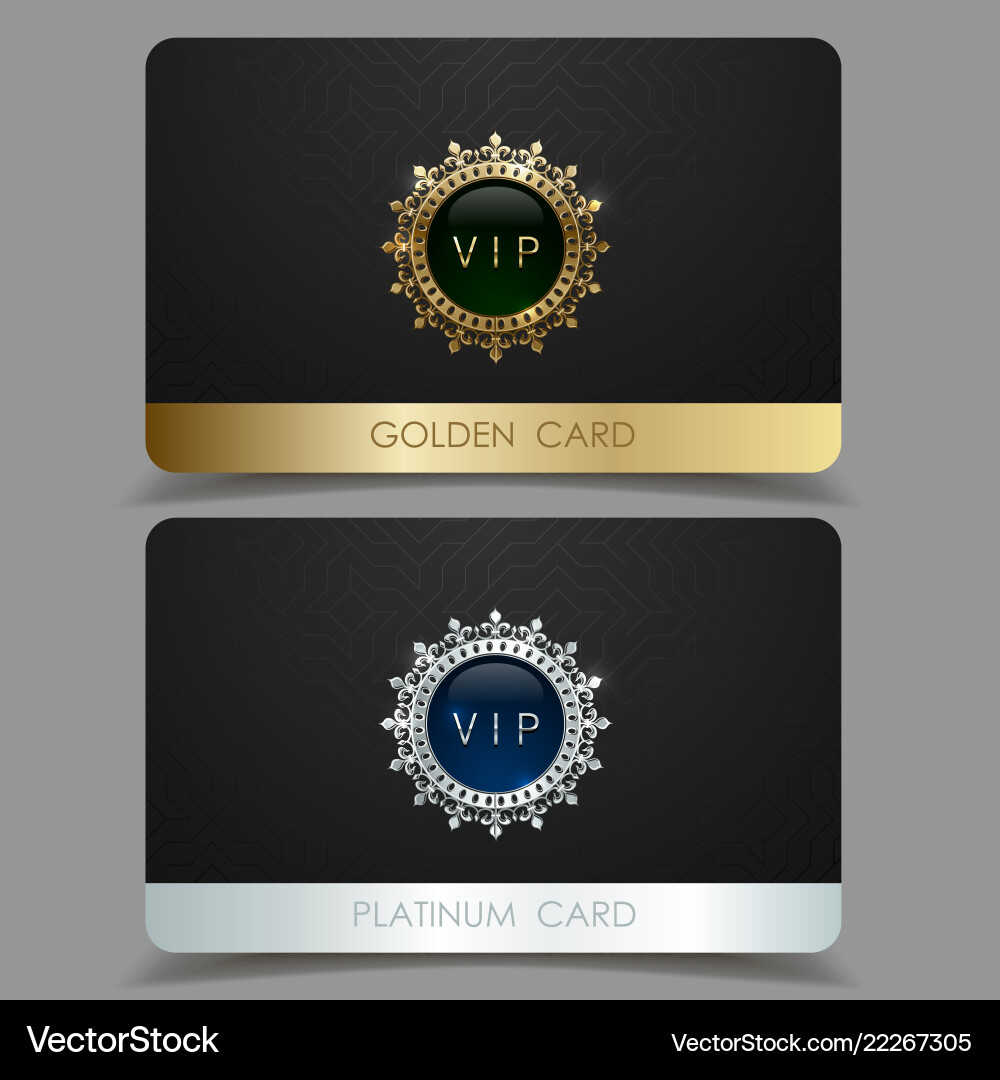Golden and platinum vip card template Royalty Free Vector