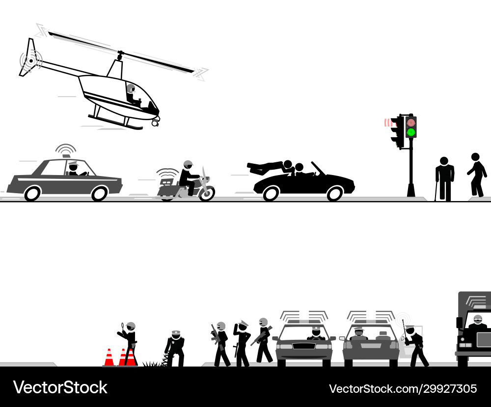 High-speed chase through streets Royalty Free Vector Image