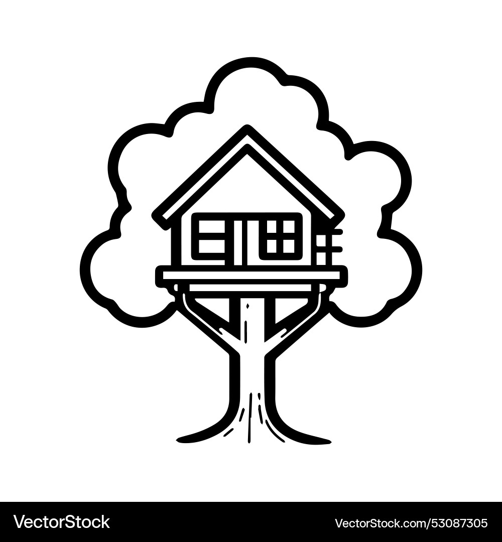 Tree house icon or modern line symbol art Vector Image