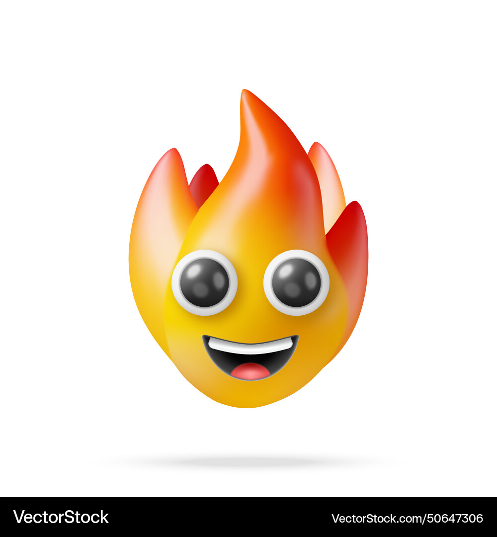 3d fire smile flame icon Royalty Free Vector Image