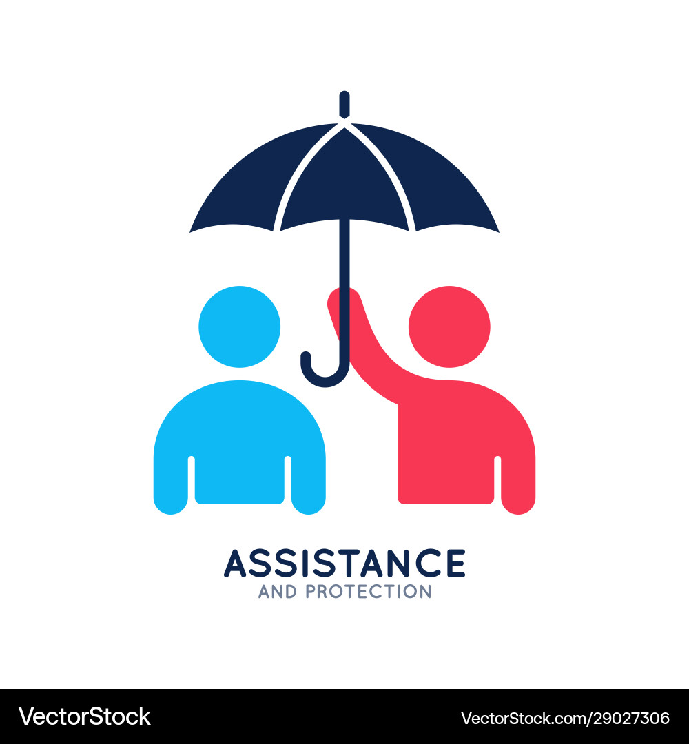 Assistance and protection logo work people sign Vector Image