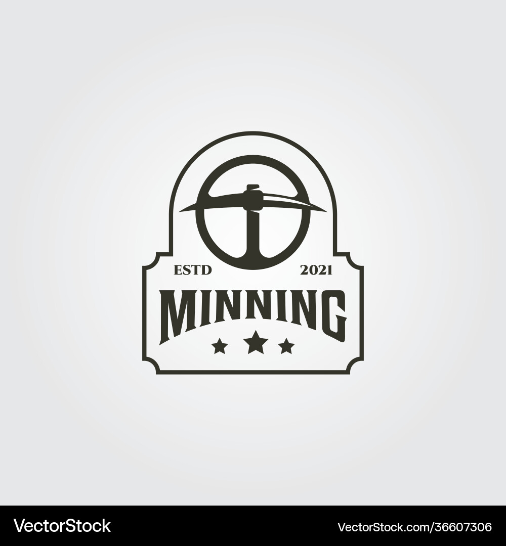 Circle pickaxe vintage logo symbol design Vector Image