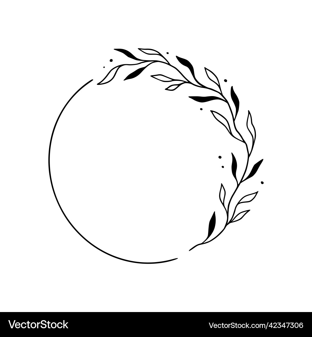 Floral circle frame elegant wreath round border Vector Image