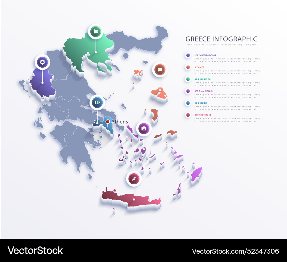 Greece map infographic Royalty Free Vector Image