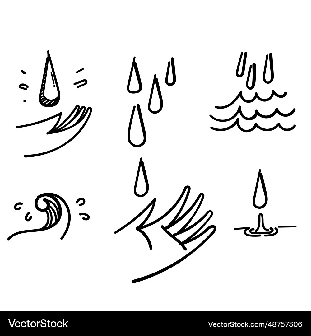 Hand drawn doodle water related Royalty Free Vector Image