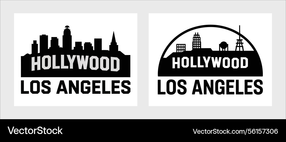 Hollywood Skyline Emblem Royalty Free Vector Image