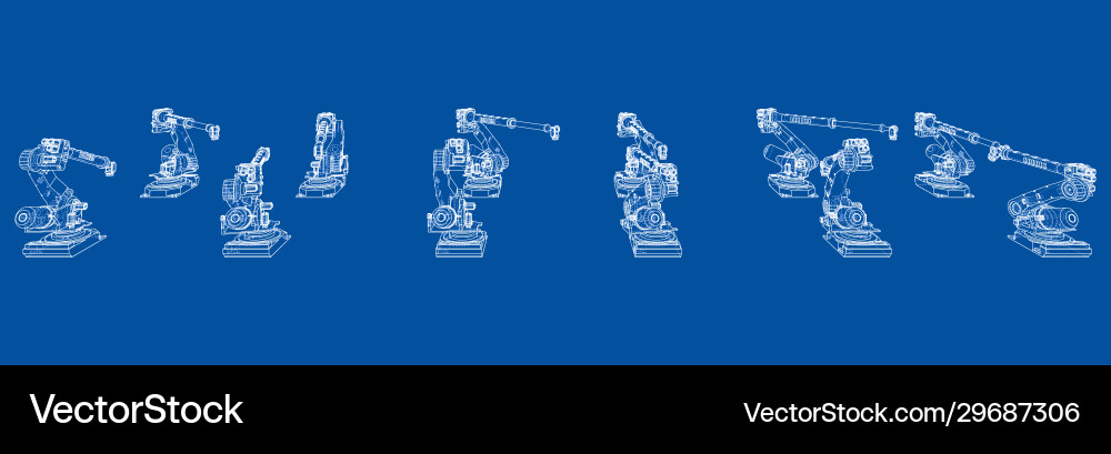 Industrial Robotic Arm Blueprint Royalty Free Vector Image