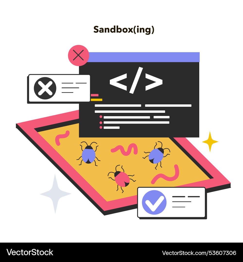 Sandboxing security mechanism for isolation Vector Image