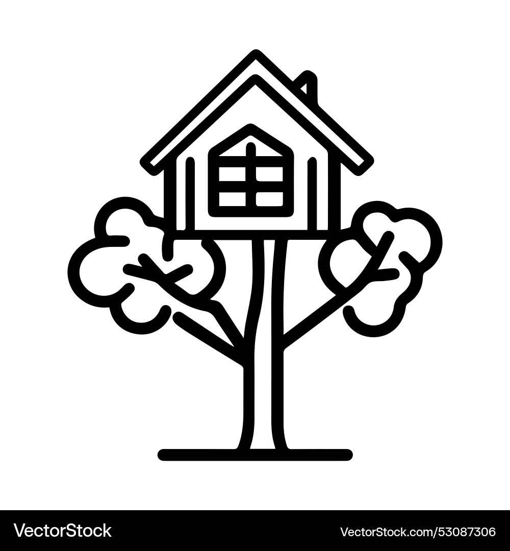 Tree house icon or modern line symbol art Vector Image