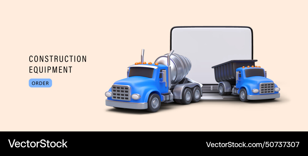 Construction equipment realistic concrete mixer Vector Image