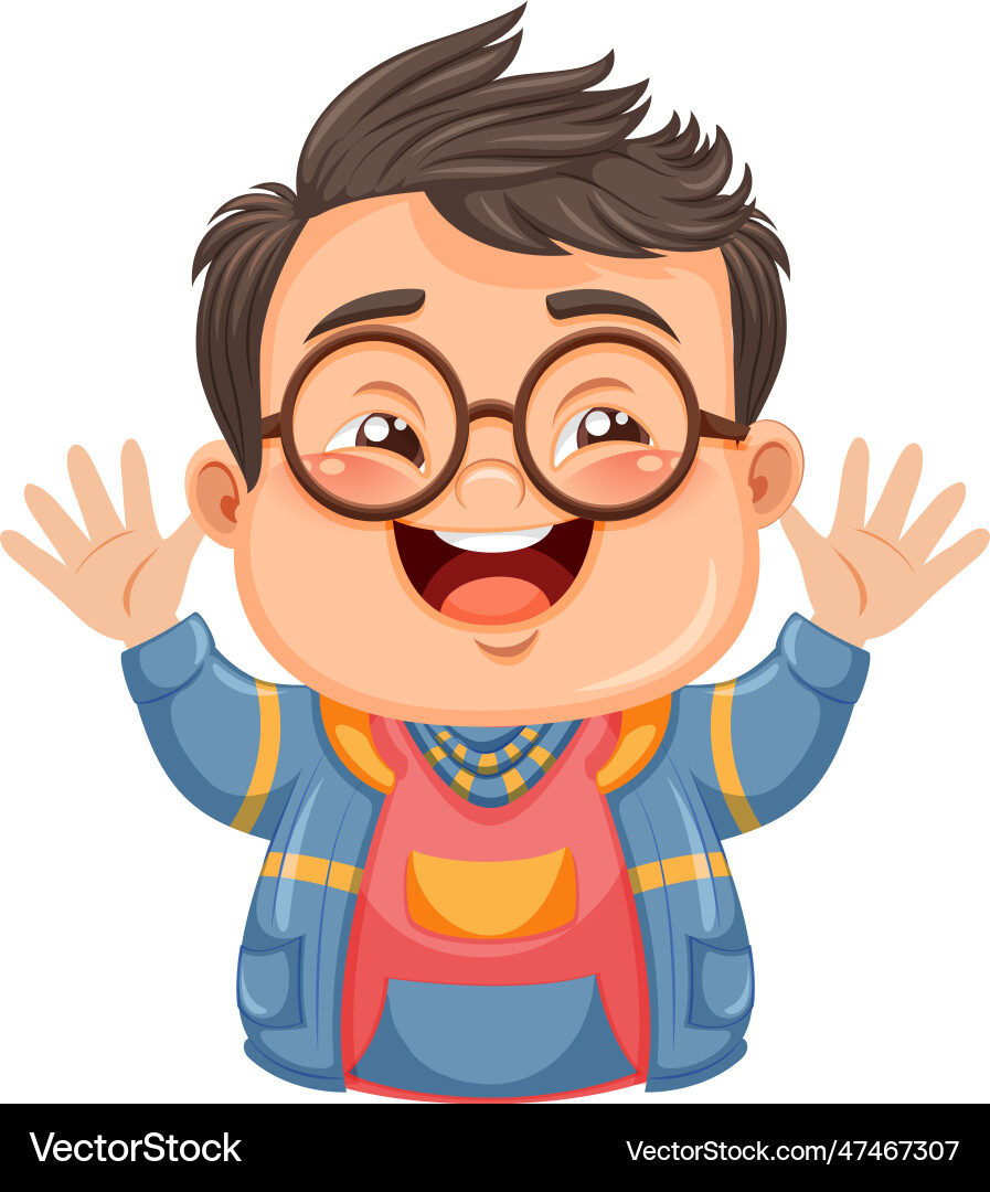 Cute nerdy boy cartoon character Royalty Free Vector Image