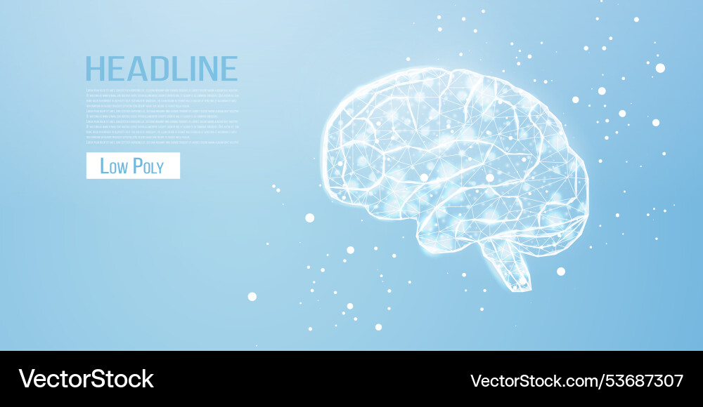 Human brain wireframe low poly style concept Vector Image