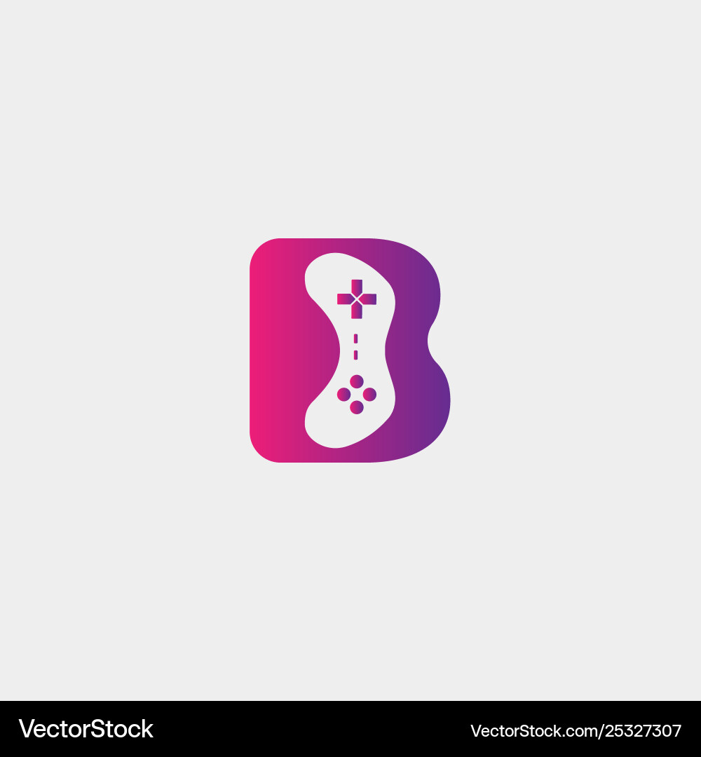 Letter b game logo design template gamepad icon Vector Image