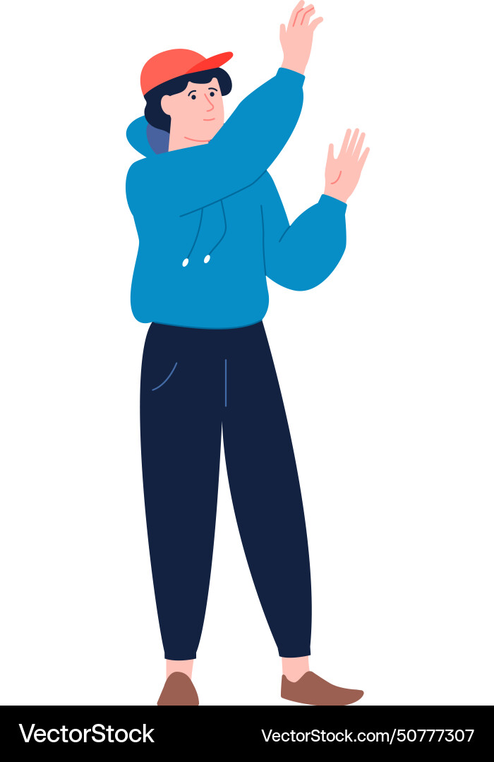 Man lifting hand gesture helping person work Vector Image