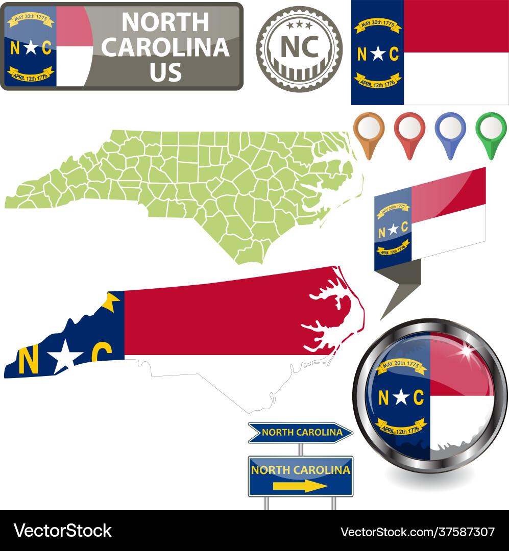 Map north carolina us Royalty Free Vector Image