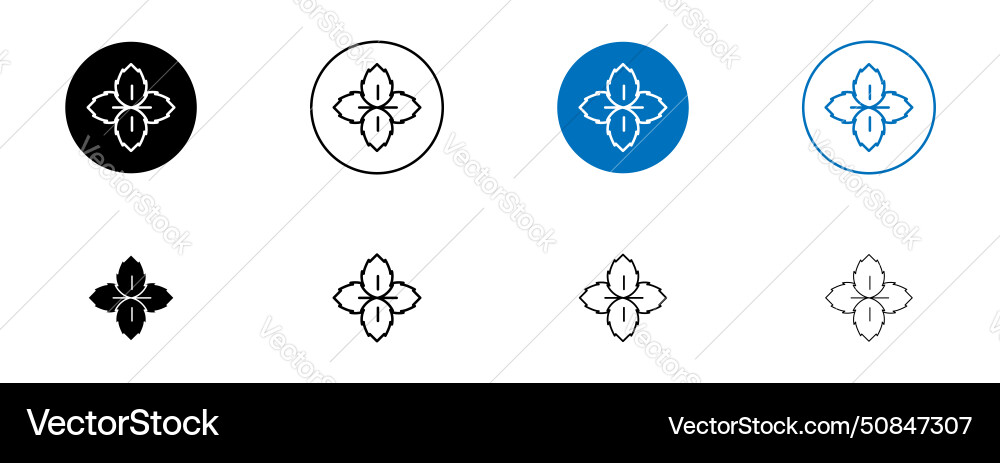 Mint icon set peppermint leaf symbol vegan leaves Vector Image