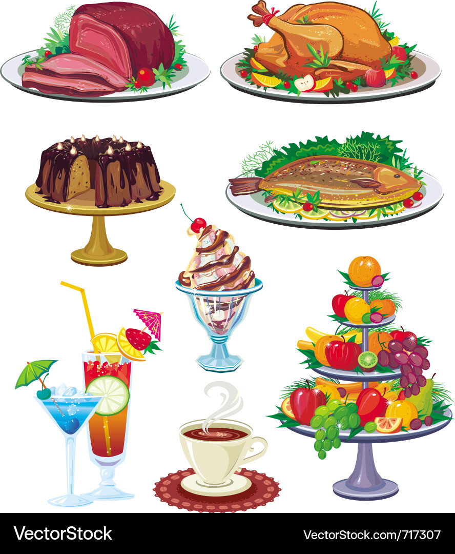 Set of dishes Royalty Free Vector Image - VectorStock