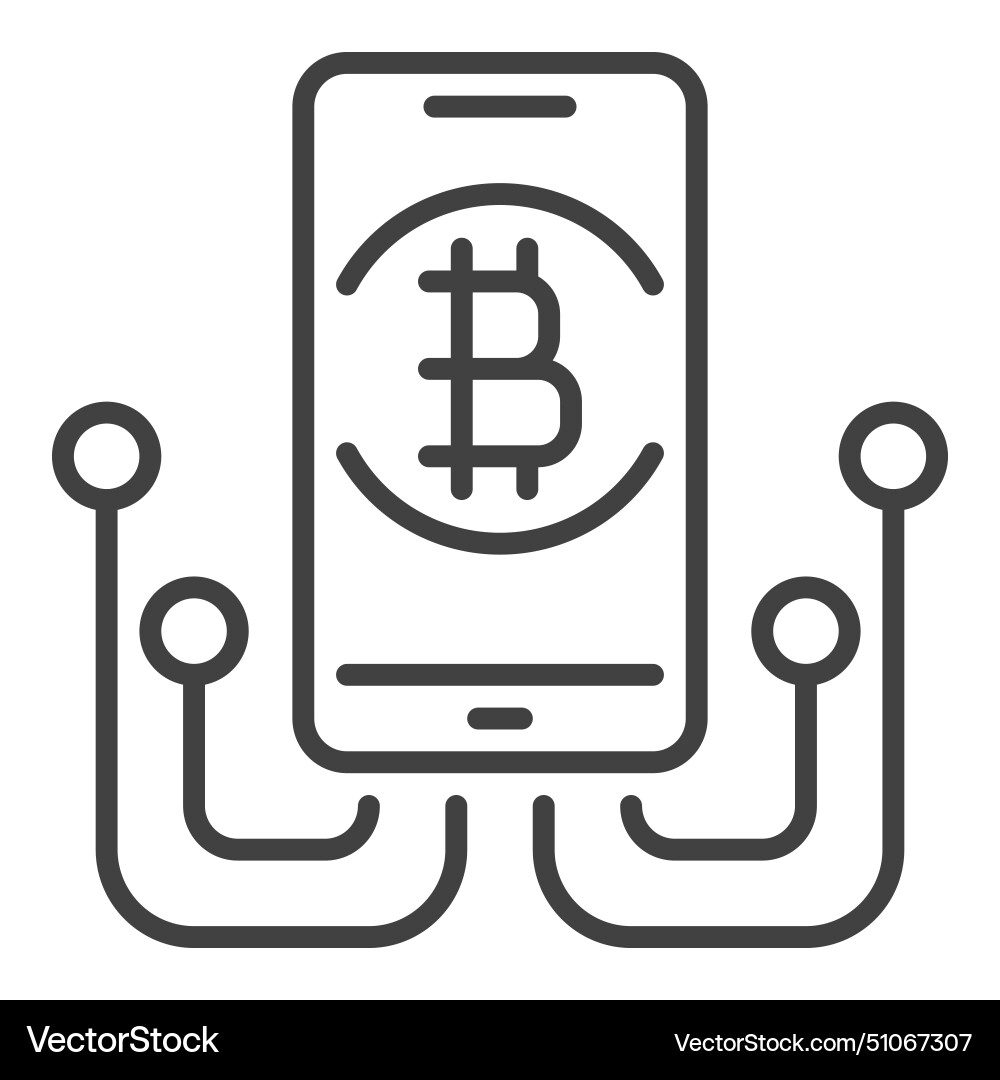 Smartphone with bitcoin sign blockchain icon Vector Image