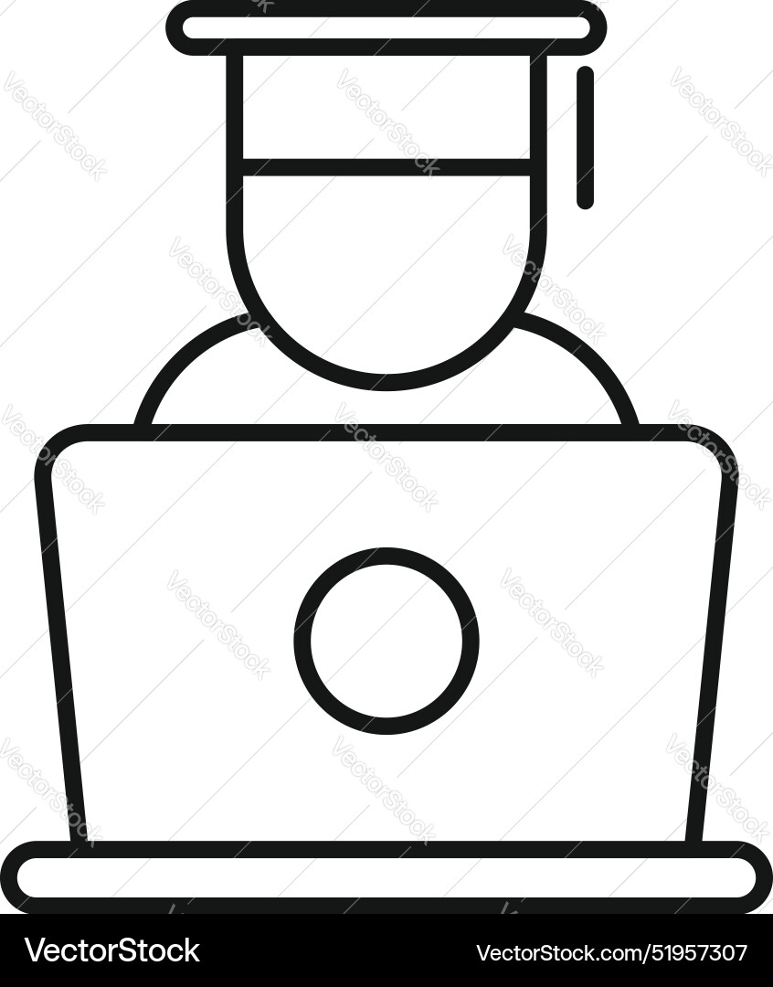 Student using laptop for online education and e Vector Image
