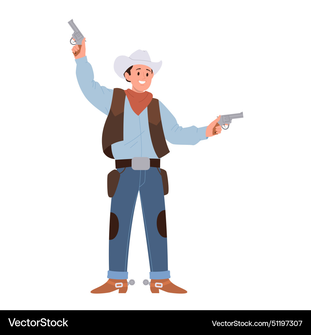 Young cowboy actor cartoon character Royalty Free Vector