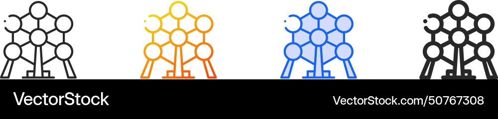 Atomium iconthin linear gradient blue stroke Vector Image