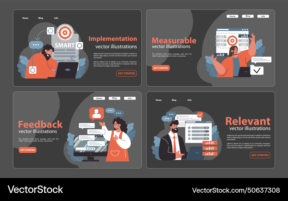 Business productivity set flat Royalty Free Vector Image